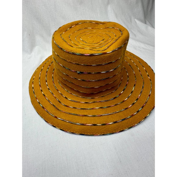 Unbranded | Accessories | Vintage Wide Brim Yellow Felt And Ribbon Hat ...